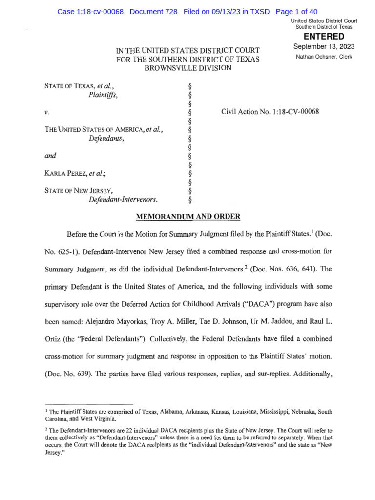 Judge Andrew Hanen DACA Ruling | Download Free PDF | Courts | Federal ...