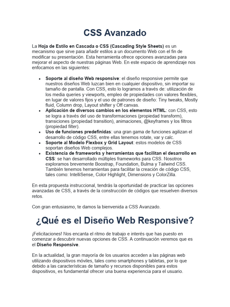 CSS Avanzado | PDF | Diseño web | Diseño web adaptable