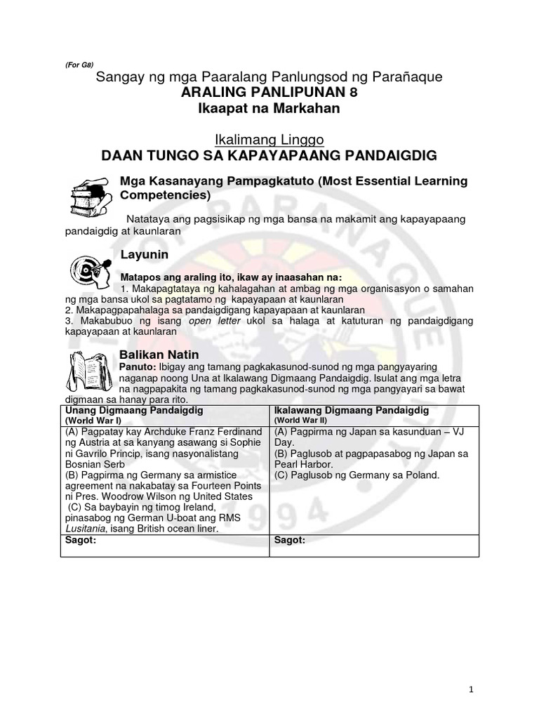AP Grade8 Quarter4 Module Week5 | PDF