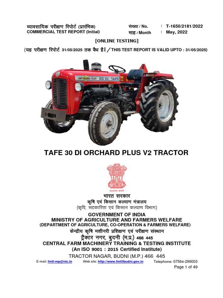 Tafe 30 Di Orchard Plus V2 FTR - Sign | PDF | Tractor | Mechanical ...