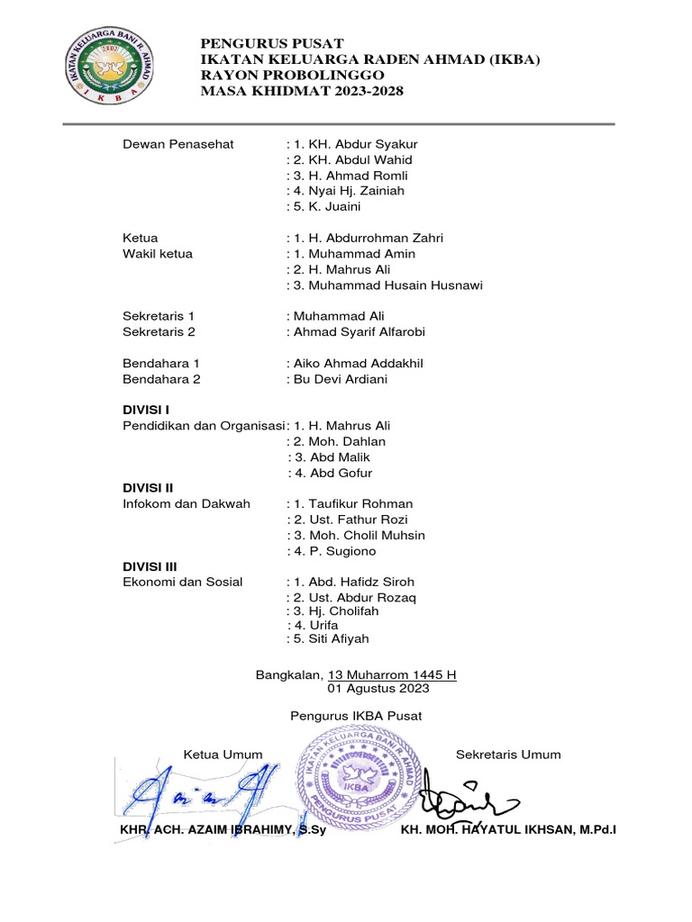 SK Pengurus Ikba Rayon Probolinggo | PDF | Religion & Spirituality