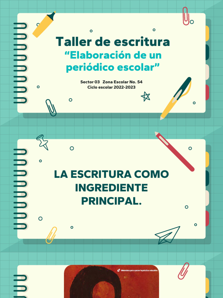 Presentación Taller de Escritura | PDF | Aprendizaje | Literatura