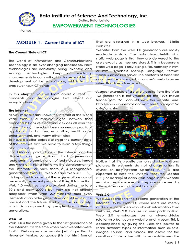 Module 1 - Current State of ICT | Download Free PDF | World Wide Web ...