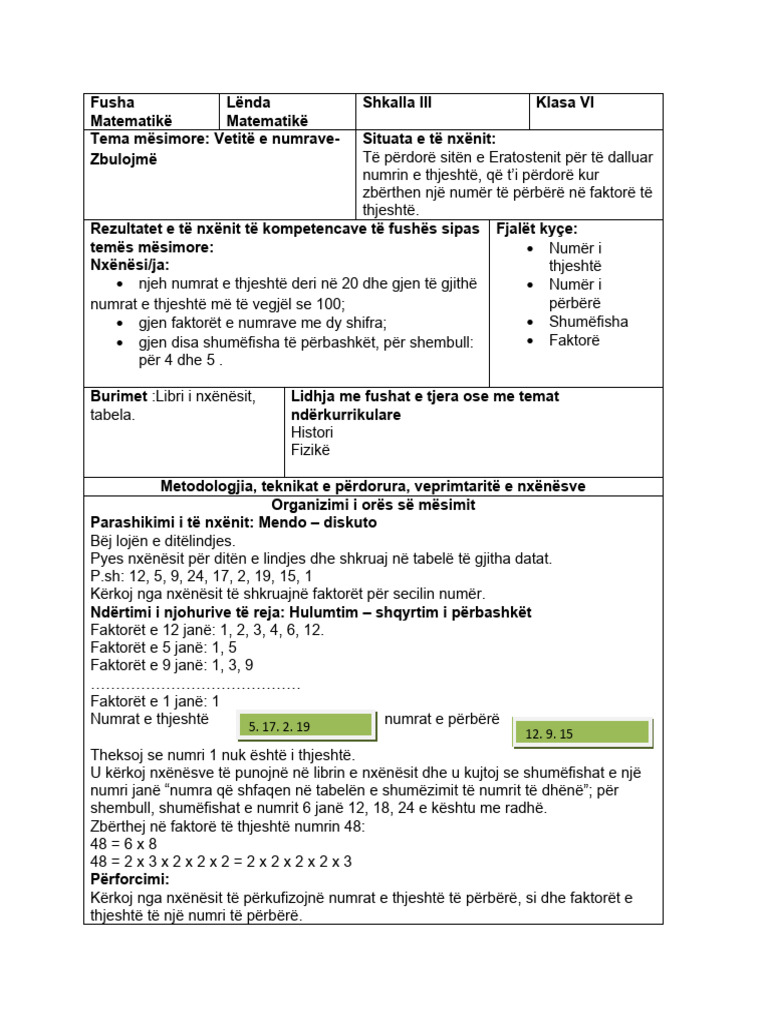 6) Vetite e Numrave Zbulojme | PDF