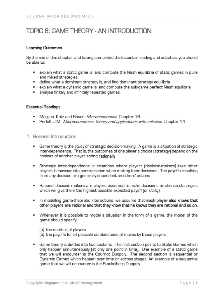 L08-Game Theory | PDF | Game Theory | Applied Mathematics L08-Game Theory | PDF | Game Theory | Applied Mathematics