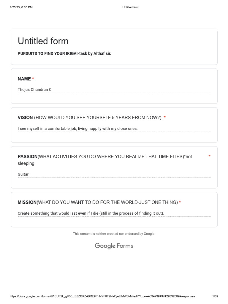 Ikigai - Google Forms | PDF
