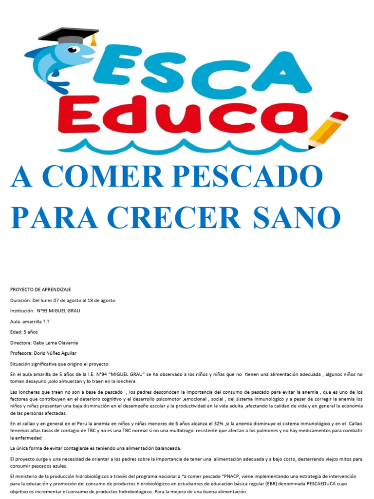 A Comer Pescado para Crecer Sano | PDF | Aprendizaje | Observación