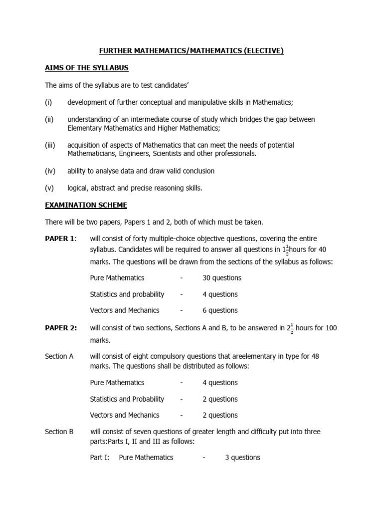 Advanced Mathematics Syllabus | PDF | Function (Mathematics) | Equations