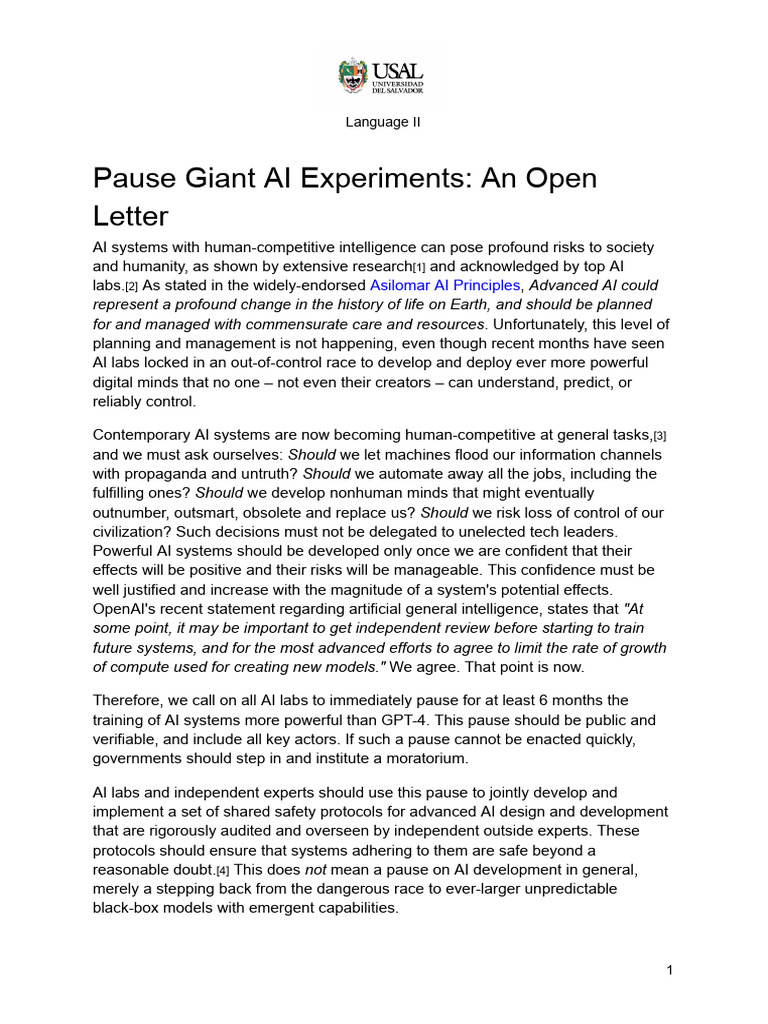 Open Letter AI - Text and Guide | PDF | Artificial Intelligence ...