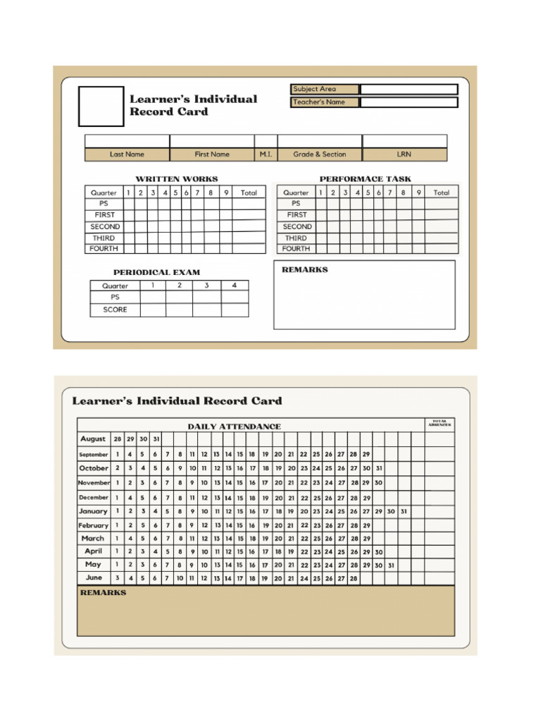 Learners Individual Record Card | PDF