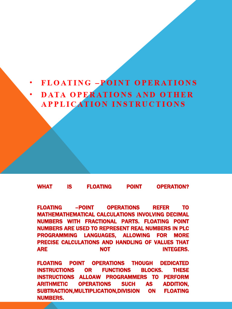 Floating - Point Operations - Data Operations and Other: Application Instructions | PDF | Data ...