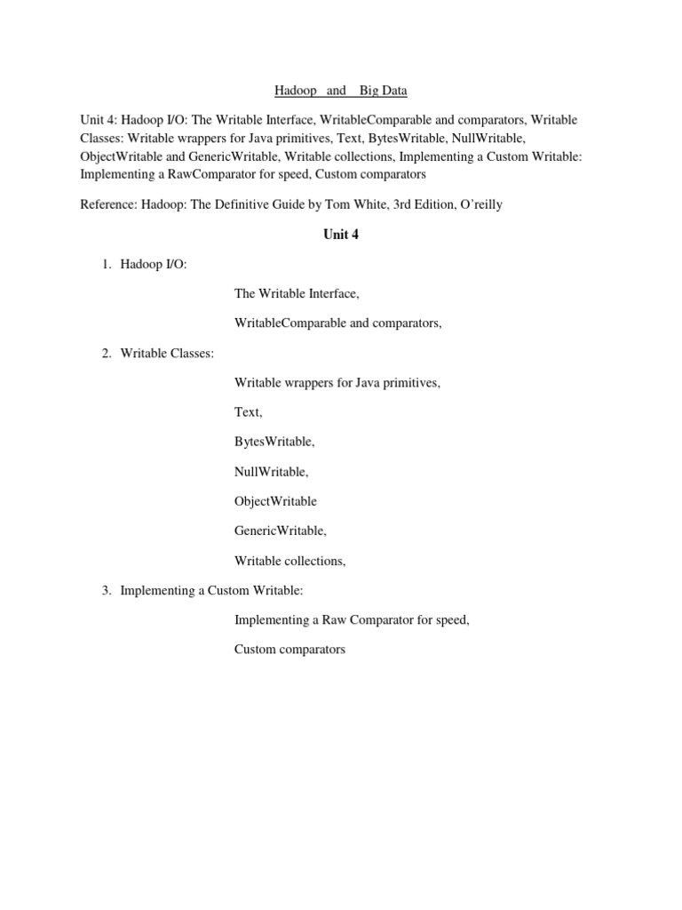 Hadoop Io Notes Pdf Class Computer Programming Apache Hadoop