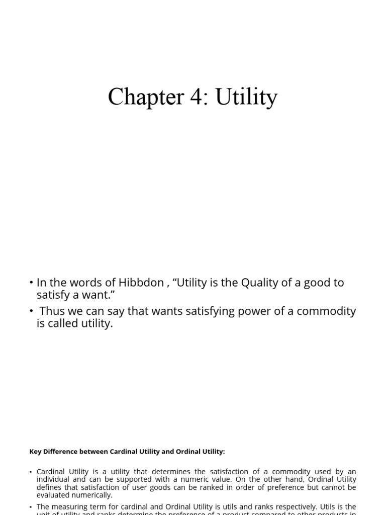 Chapter 4 Utility-1 | PDF | Utility | Marginal Utility