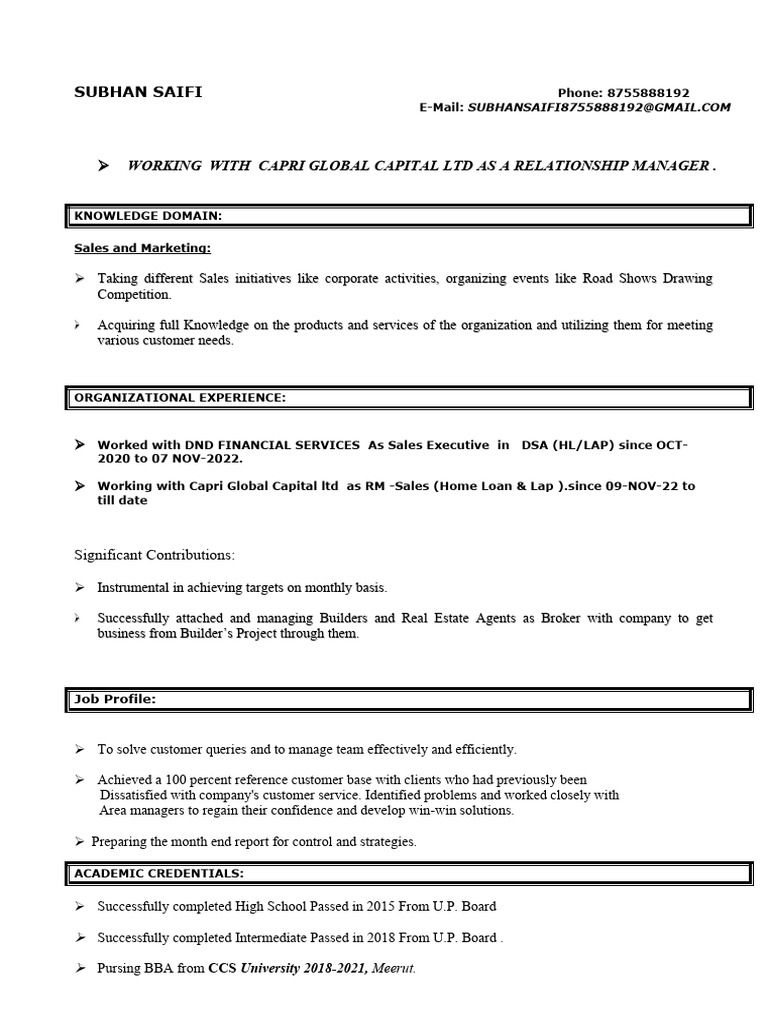 Subhan Saifi CV | PDF
