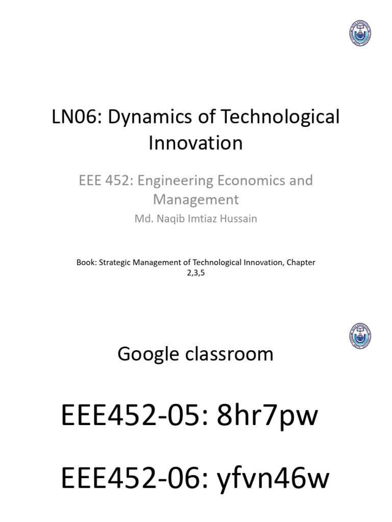 LN06 Dynamics of Technological Innovation | PDF | Innovation | Creativity