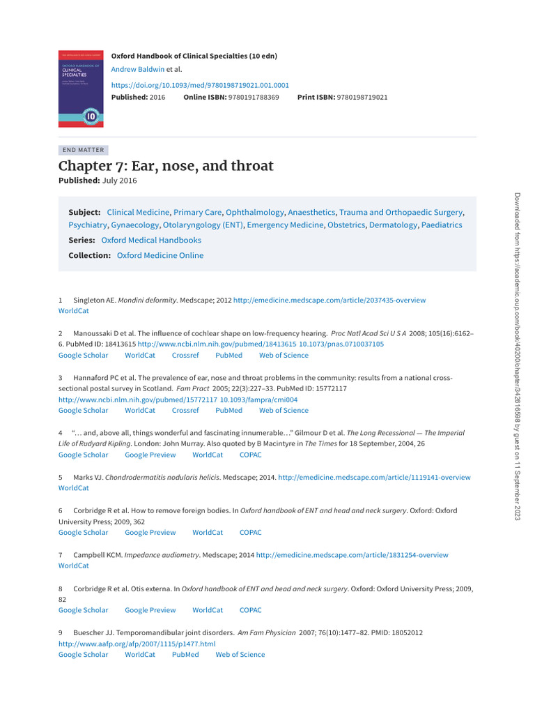 Chapter 7: Ear, Nose, and Throat: Published: July 2016 | PDF ...