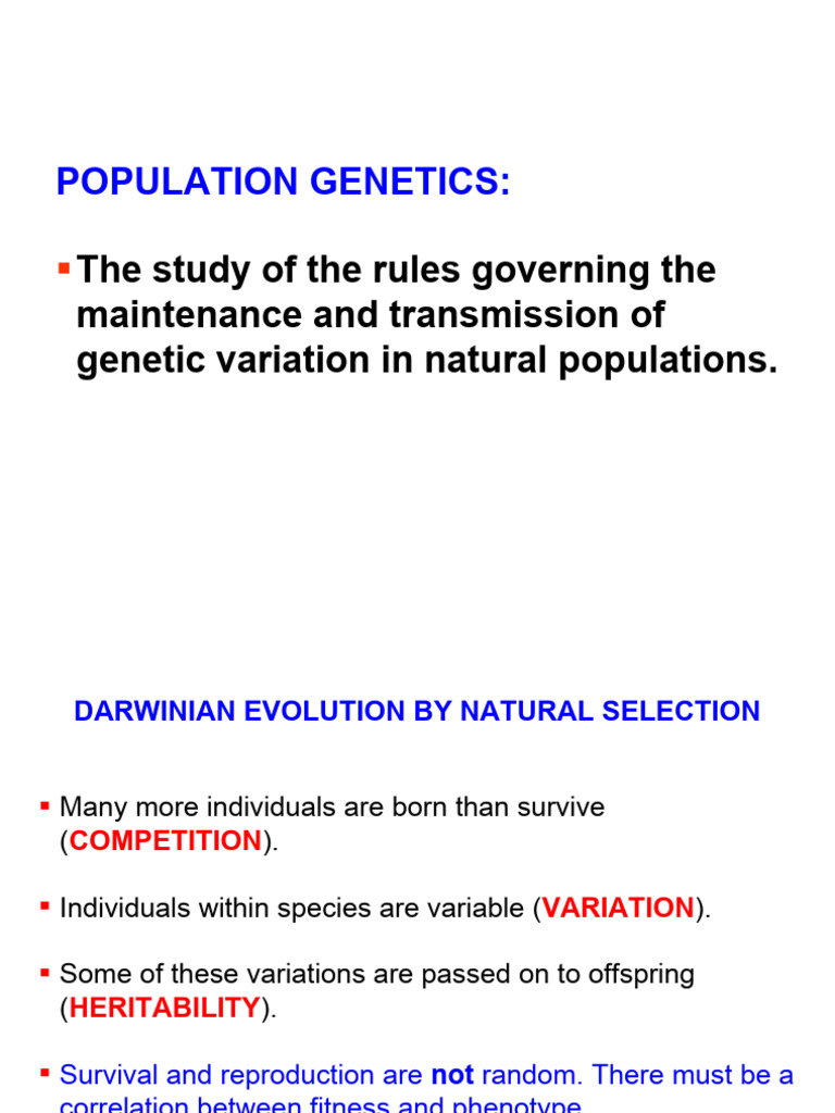 Population Genetics | PDF | Zygosity | Dominance (Genetics)