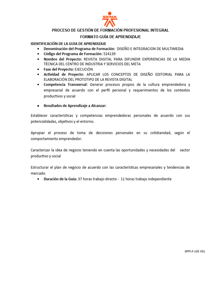 Guia Emprendimiento - Aura | PDF | Análisis FODA | Iniciativa empresarial