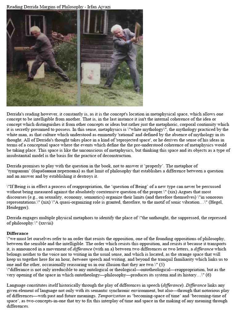 Reading Derrida Margins Of Philosophy Ir Pdf Jacques Derrida