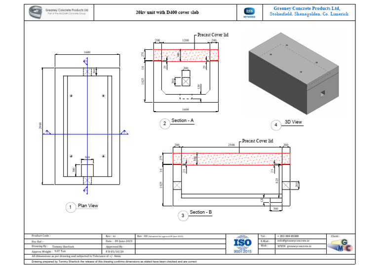 20kV Unit D400 Cover Slab Plan | PDF | Structural Engineering | Concrete
