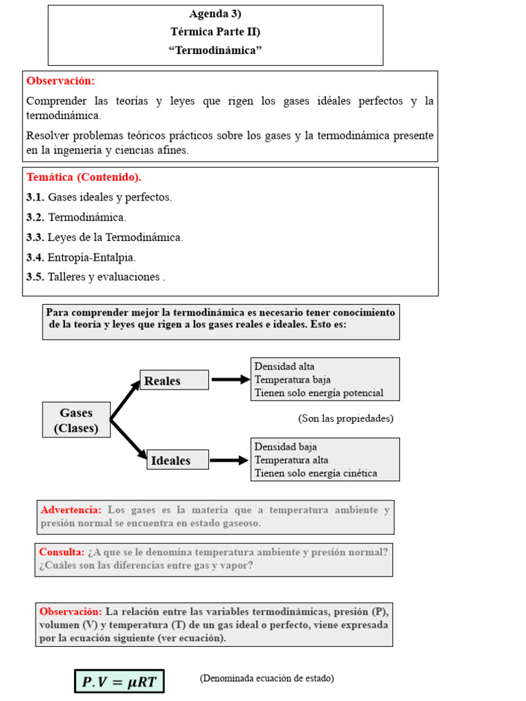 Clase Termodinamica | PDF | Gases | Termodinámica