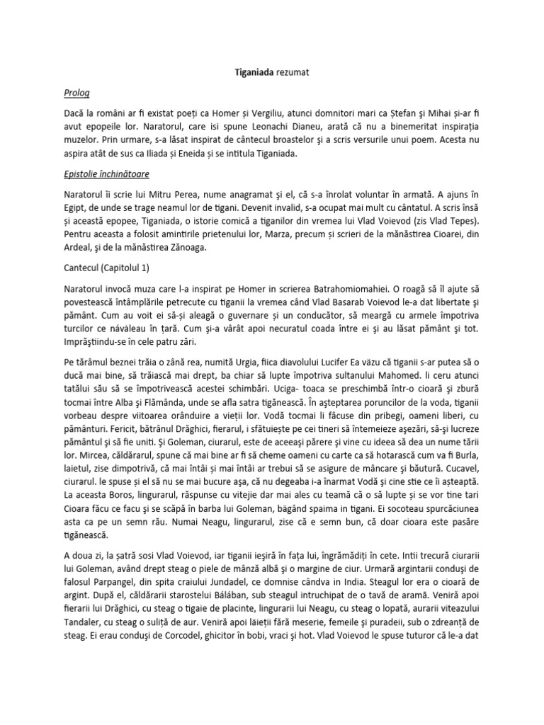 Tiganiada Rezumat | PDF