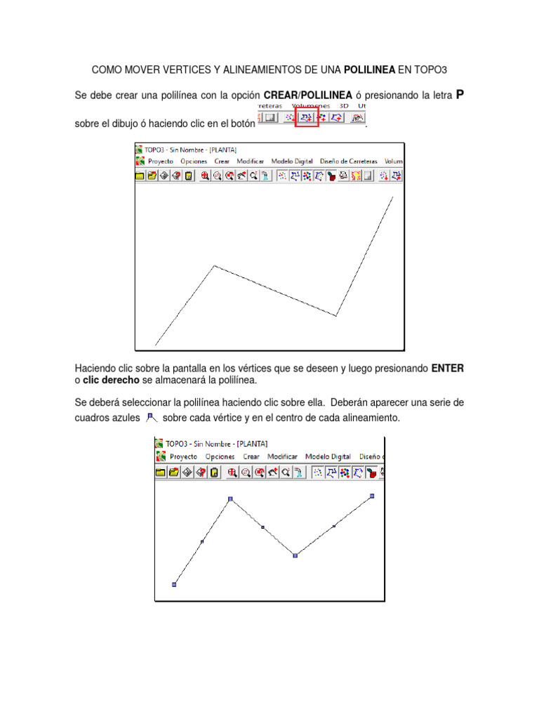 Como Mover Vertices y Alineamientos de Una Polilinea en Topo3 | PDF