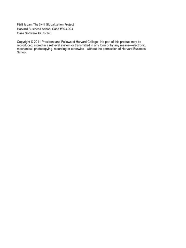 Case 2 - PG Japan The SK-II Globalization Project - Spreadsheet | PDF ... Case 2 - PG Japan The SK-II Globalization Project - Spreadsheet | PDF ...