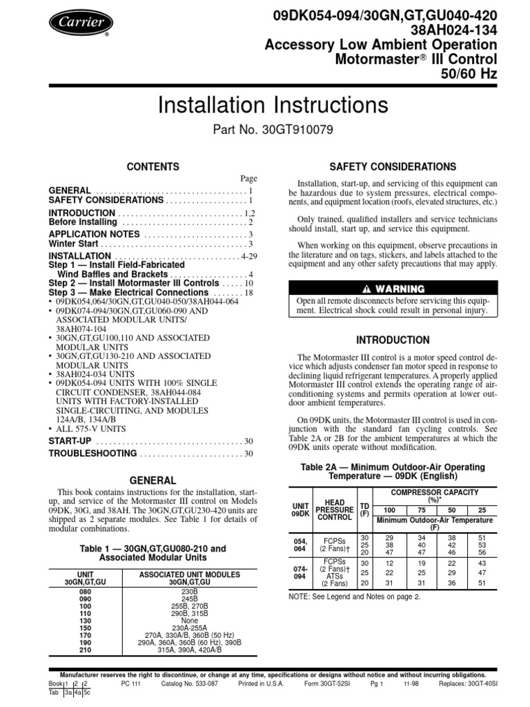 Chiller Carrier - 30gt-52si | PDF | Transformer | Screw