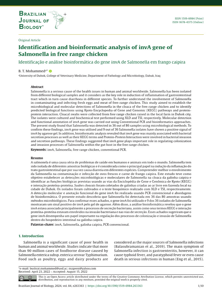 Identification And Bioinformatic Analysis Download Free Pdf Salmonella Biology