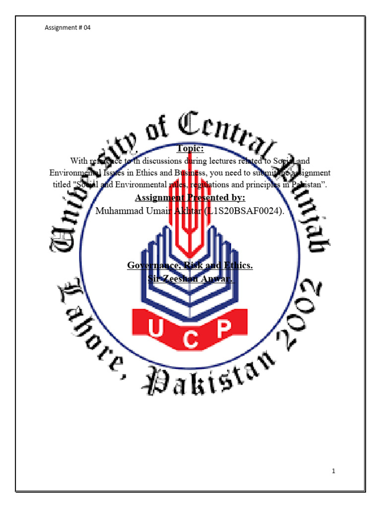 L1s20bsaf0024 M.umair Akhtar.,. | PDF | Corporate Social Responsibility | Waste Management