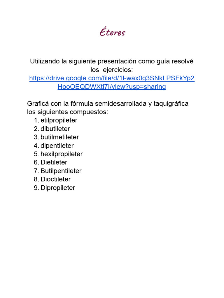 Ejercicios de Éteres y Estructuras Químicas | PDF