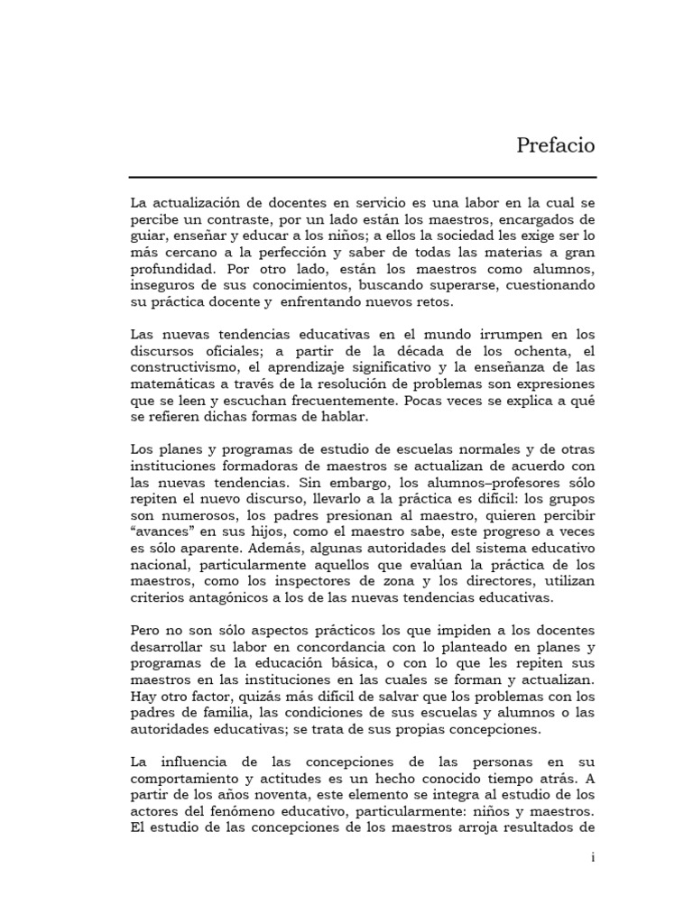 "El Pensamiento Del Maestro de Primaria Sobre El Concepto de Volumen y Su Enseñanza". Prefacio ...
