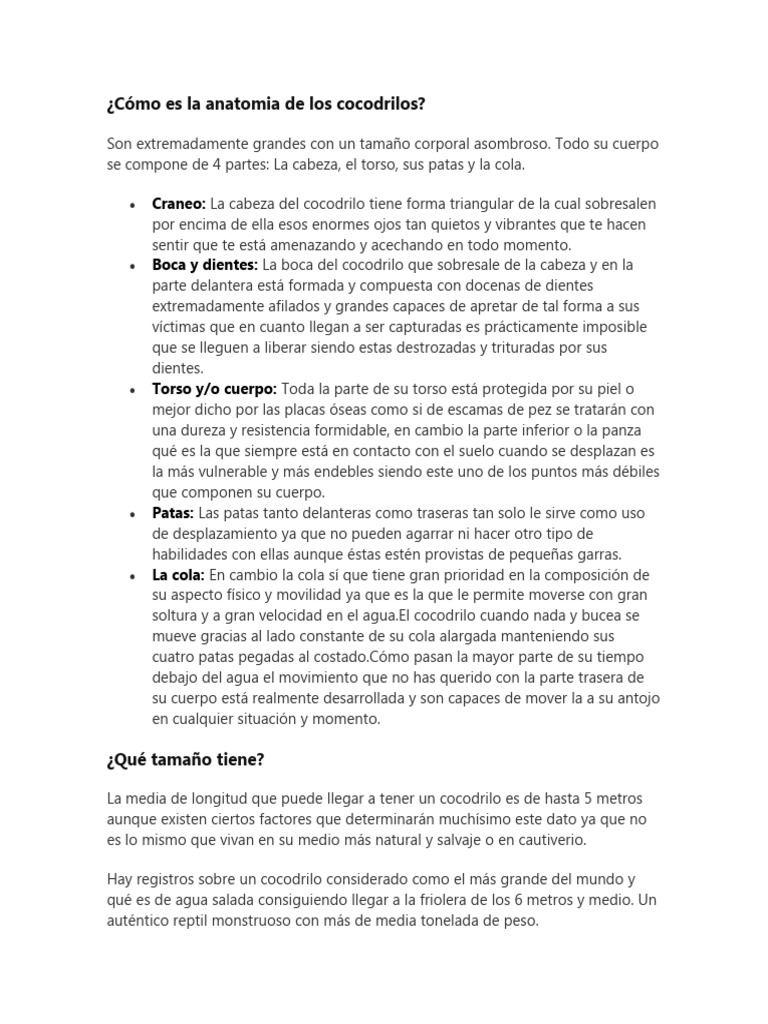 Cocodrilos Todo Lo Que Tienes Que Saber | PDF | Hembra