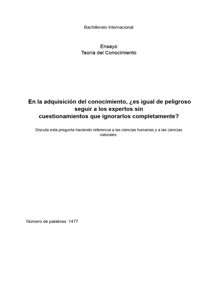 Ensayo de Tok - IB | PDF | Experiencia | Teoría