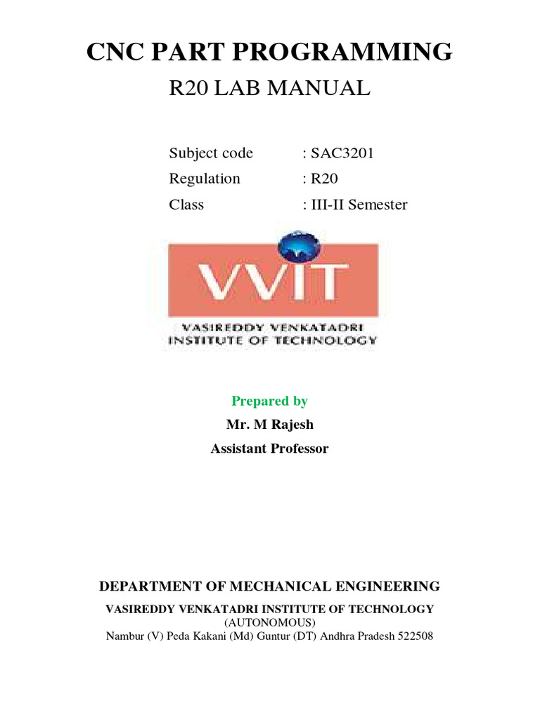 CNC Lab Manual | PDF | Numerical Control | Engineering CNC Lab Manual | PDF | Numerical Control | Engineering