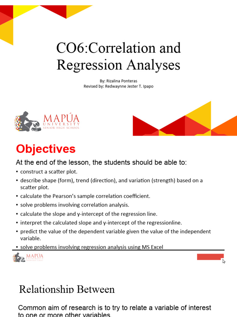 Co6 - Correlation and Regression Analysis | PDF | Dependent And Independent Variables ...