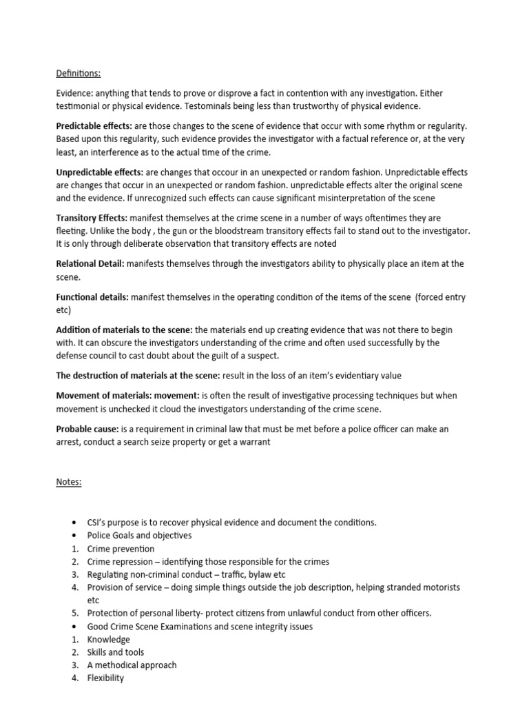 CSI - Chapter - 1 - Intro | PDF | Crime Scene | Evidence