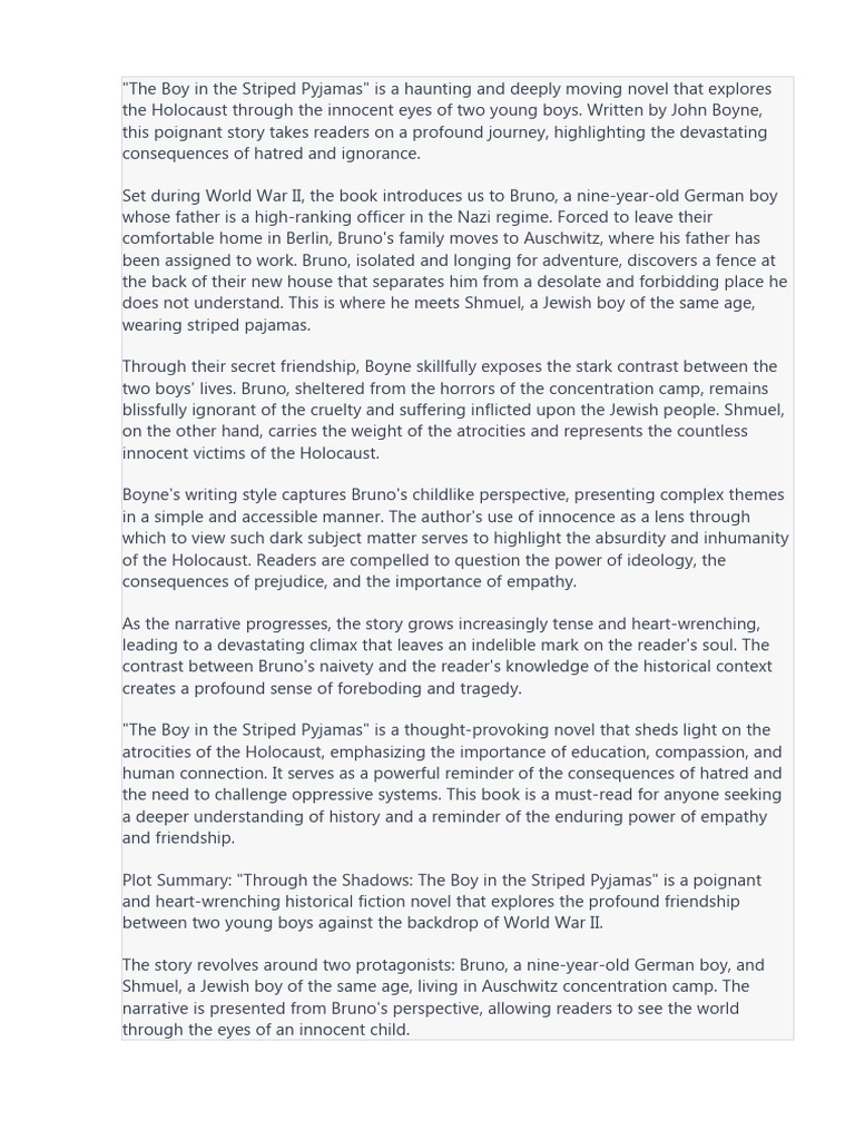 The Boy in The Striped Pyjamas | PDF