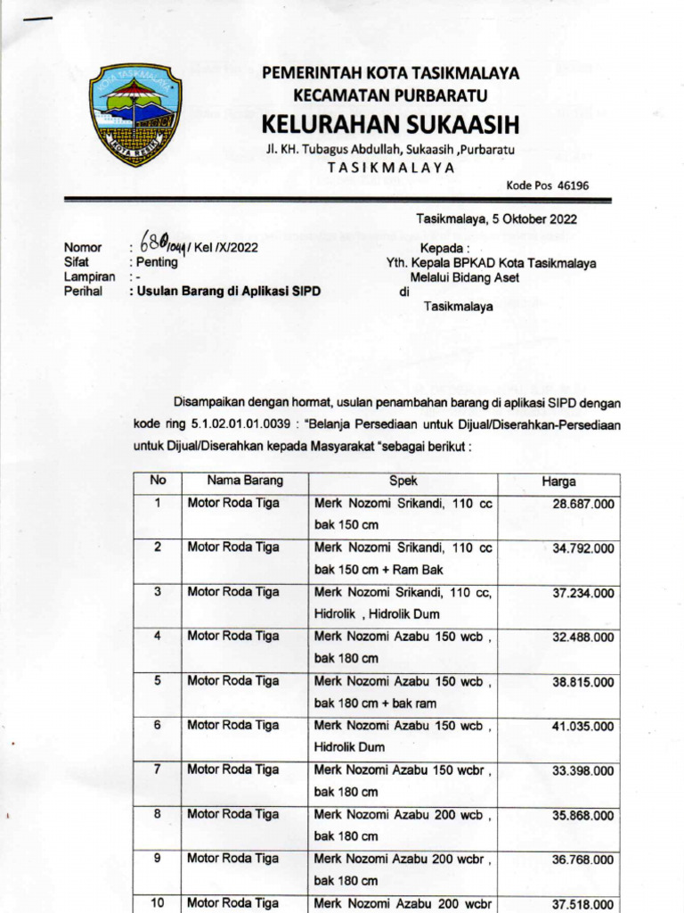 Surat Permohonan Usulan | PDF