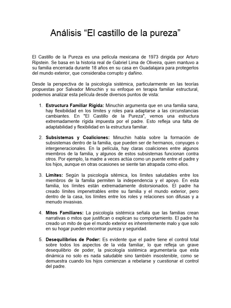 El Castillo de La Pureza Análisis | PDF | Sicología | Ciencias del ...