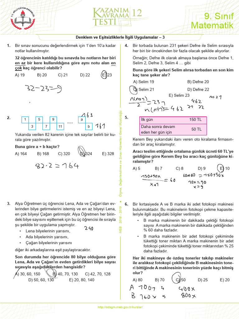 Meb Test 12 Problemler 3 | PDF