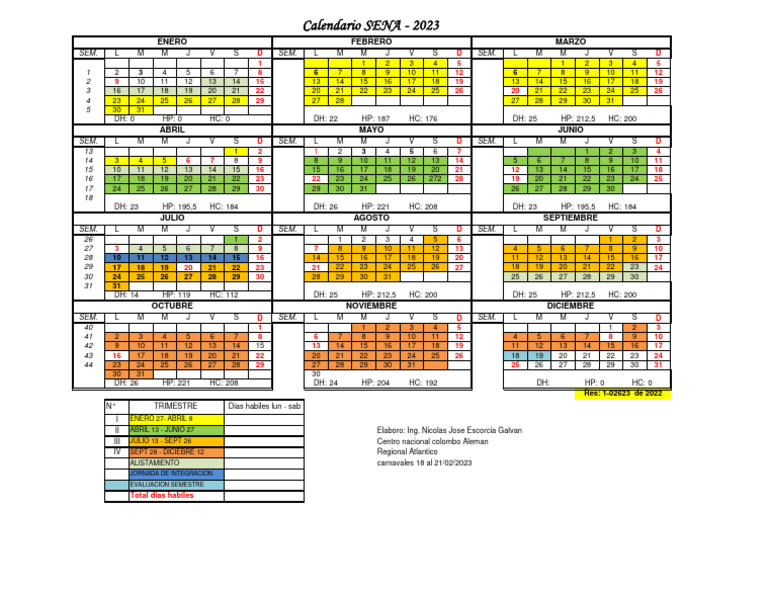 Calendario Academico SENA - 2023 | PDF | Échecs