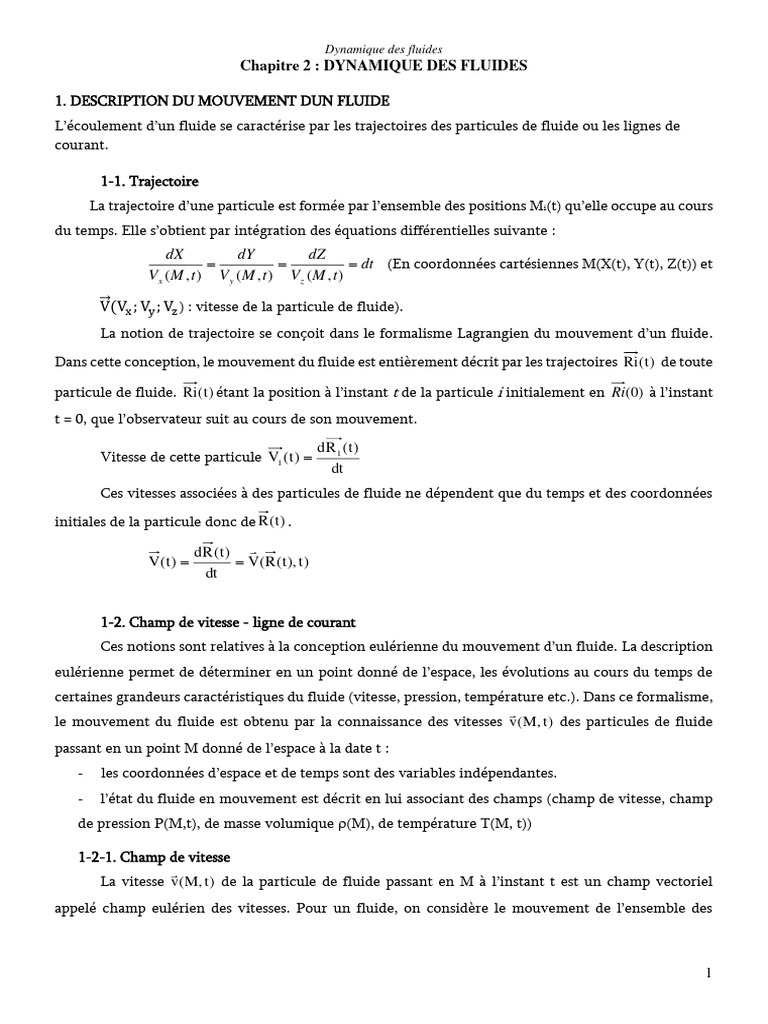 Chapitre 2 Dynamique Des Fluides Etudiant 2016 | PDF | Viscosité | Écoulement laminaire