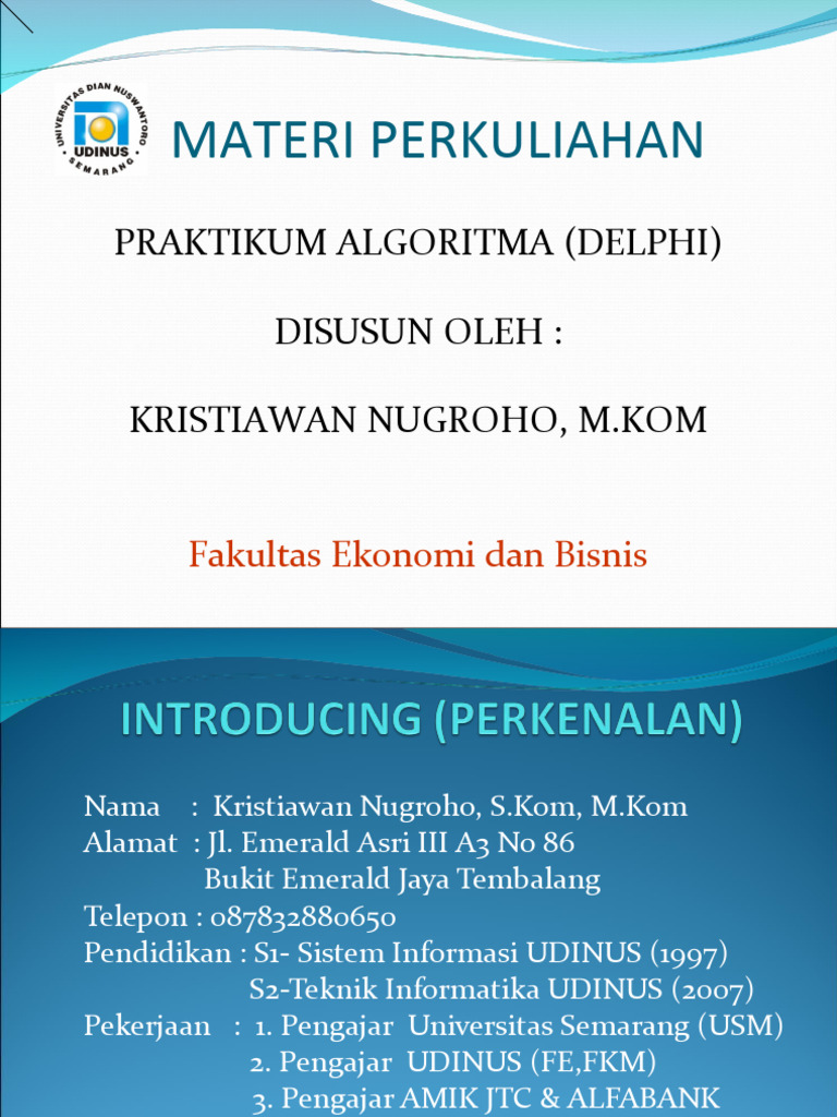 Algoritma Delphi | PDF | Karier & Perkembangan | Metode & Bahan Ajar