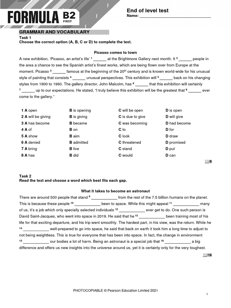 Formula B2 End of Level Test | PDF | Shopping Mall