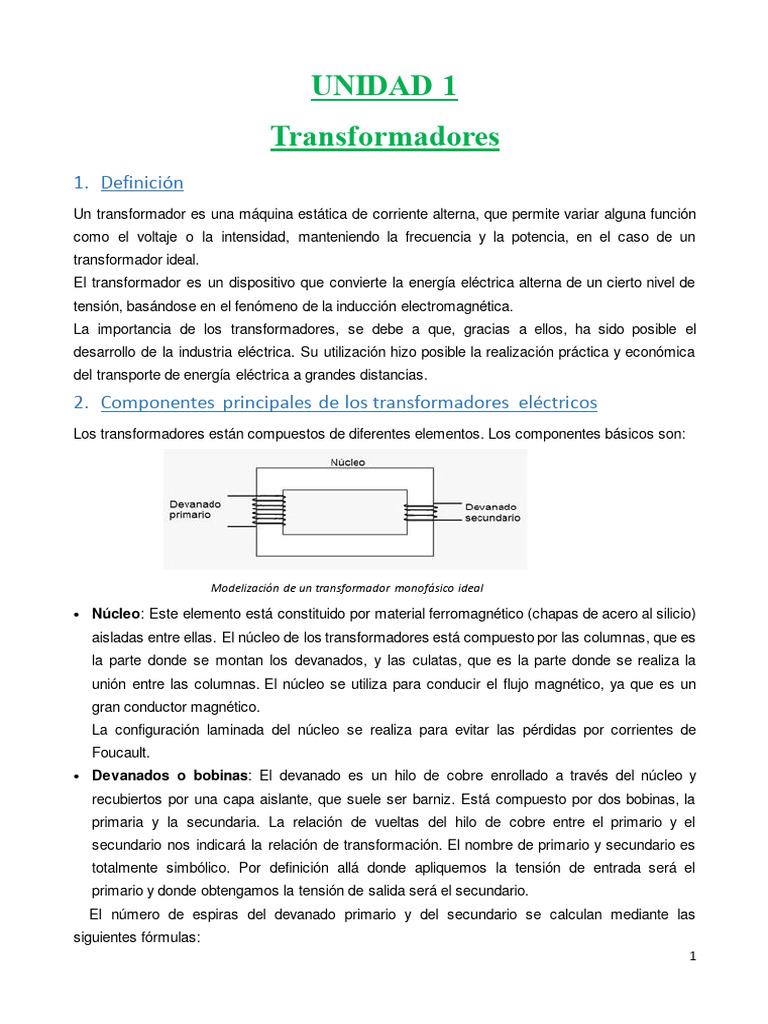 Cartilla N°1 Máquinas Eléctricas (El Transformador) | PDF | Transformador | Inductor