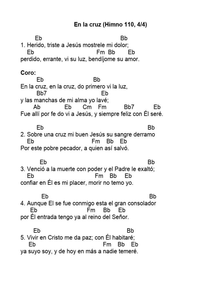 Himno 110: En la Cruz - Letra Completa | PDF