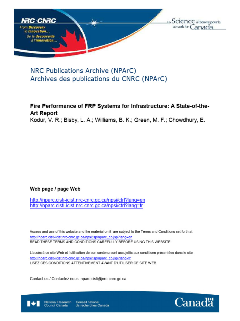 REPORT - Fire Performance of FRP Systems For Infrastructure - A State ...