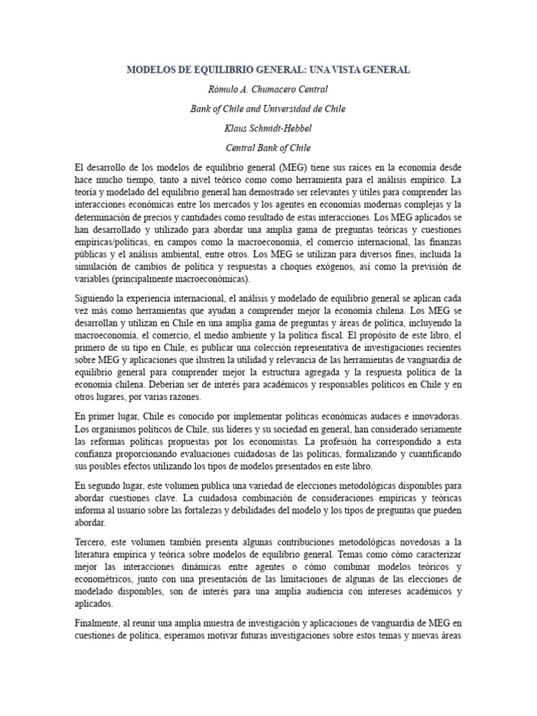 Modelos de Equilibrio General | PDF | Macroeconómica | Inflación